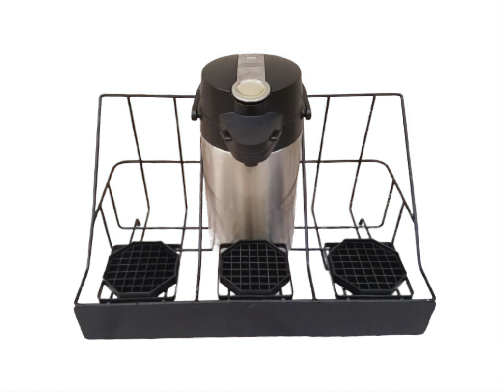 3 Airpot Serving Rack, Black Steel, with Octagonal Drip Trays – Rattleware