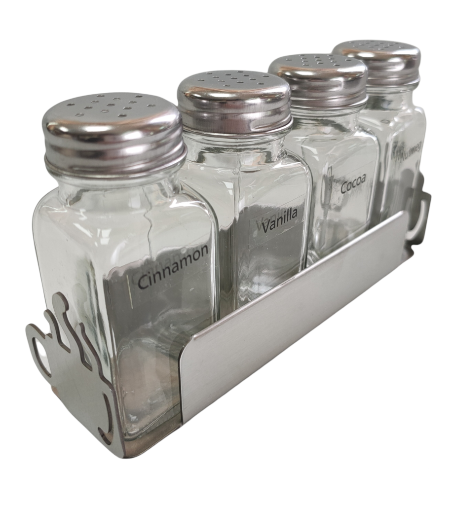 Condiment Shaker Set, with Stainless Steel Rack, Coffee Cup Design ...