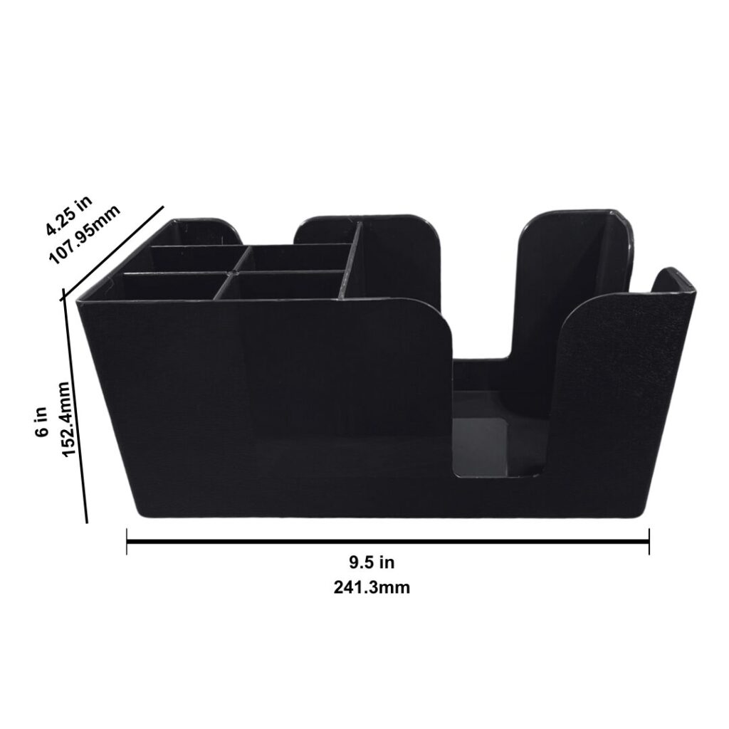 Bar Caddy, 6 Compartment, Polycarbonate, Black – Rattleware