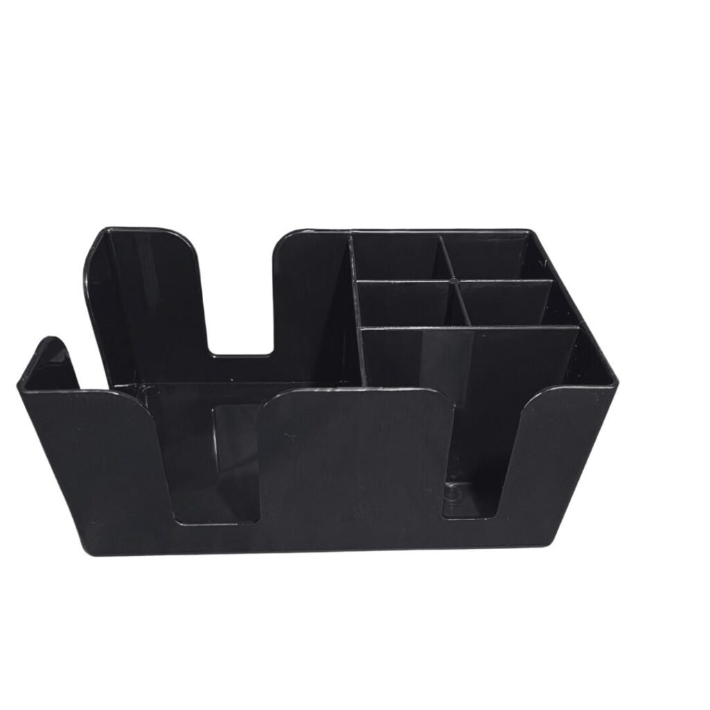Bar Caddy, 6 Compartment, Polycarbonate, Black – Rattleware